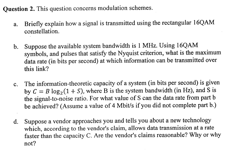 Solved Question 2. ﻿This question concerns modulation | Chegg.com
