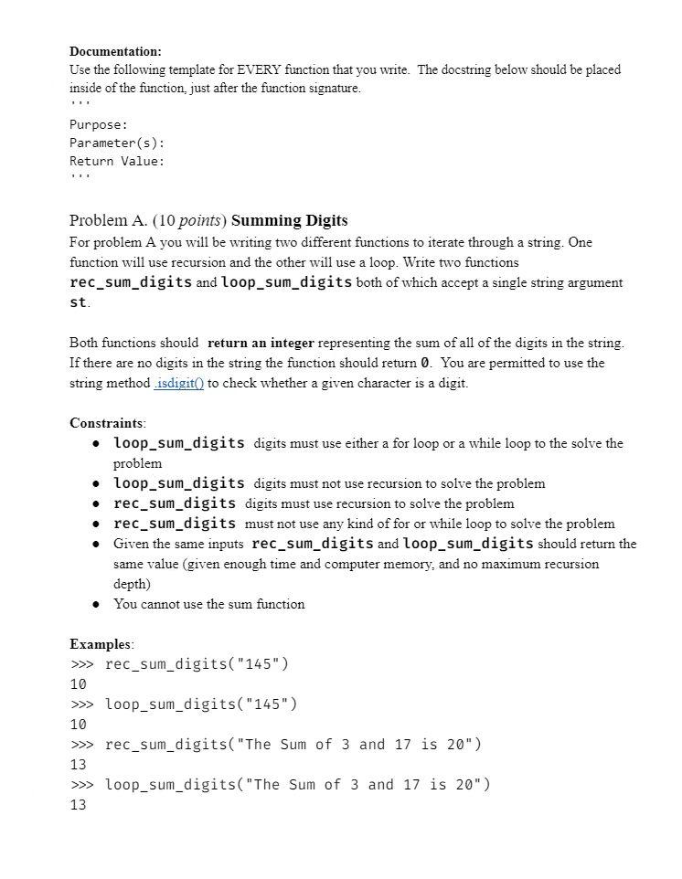 Solved Documentation: Use the following template for EVERY | Chegg.com