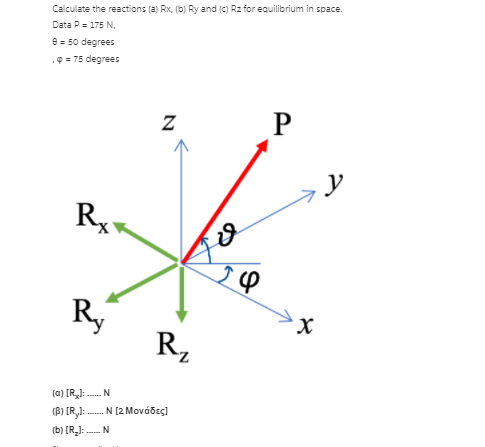 Solved Calculate the reactions (a) Rx, (b) Ry and (c) Rz for | Chegg.com