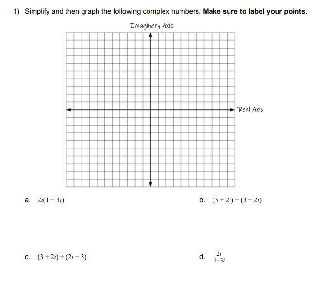 Solved 1) Simplify and then graph the following complex | Chegg.com