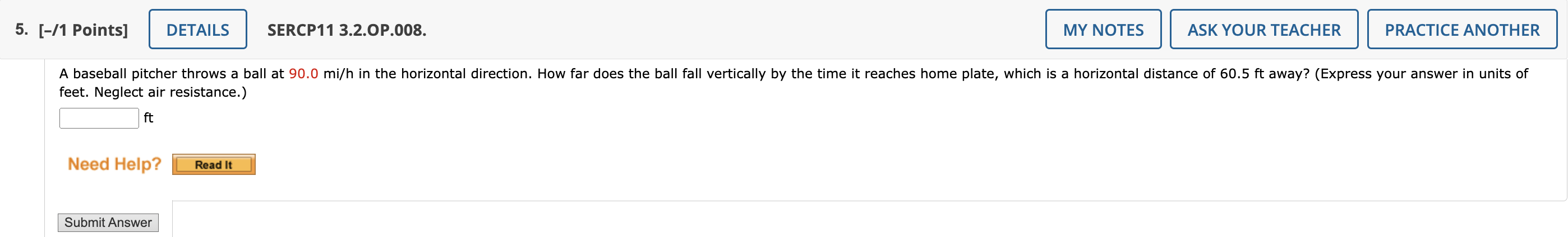 Solved feet. Neglect air resistance.) ft | Chegg.com