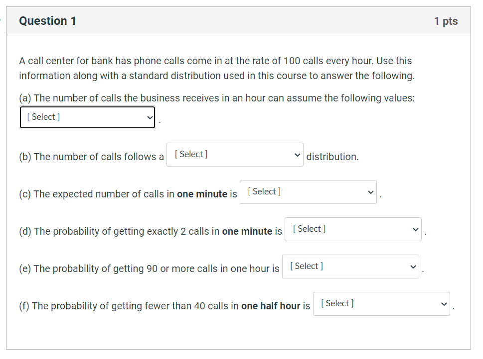 Solved A call center for bank has phone calls come in at the | Chegg.com