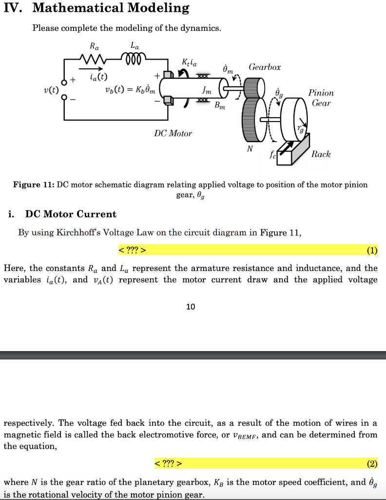 Solved IV. Mathematical Modeling Please complete the | Chegg.com