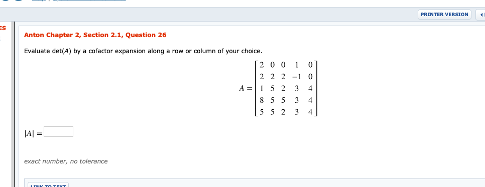 Solved PRINTER VERSION 1 ES Anton Chapter 2, Section 2.1, | Chegg.com