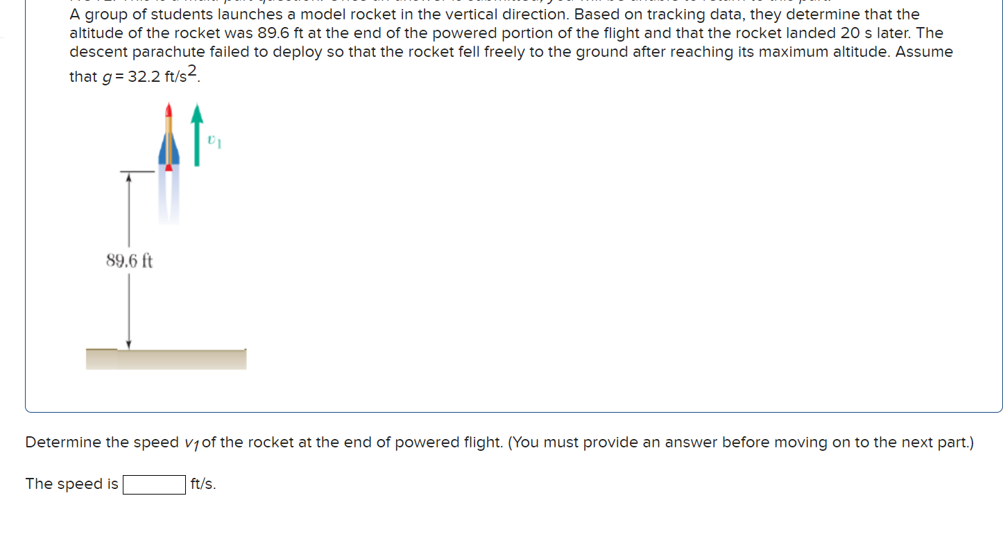 Solved A group of students launches a model rocket in the | Chegg.com