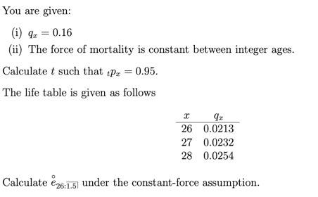 Solved You are given: (i) qx=0.16 (ii) The force of | Chegg.com