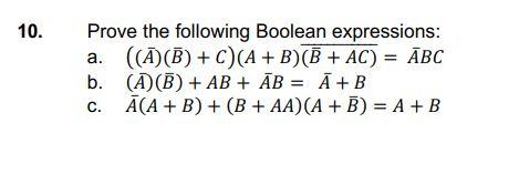 Solved Prove the following Boolean expressions: a. | Chegg.com