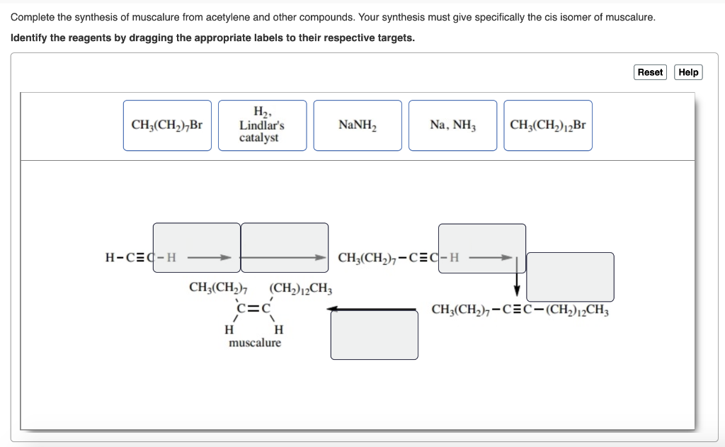 Solved Complete the synthesis of muscalure from acetylene | Chegg.com
