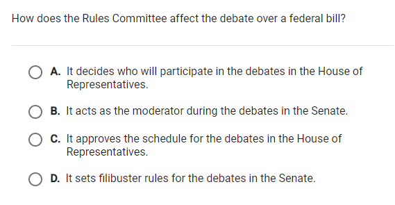 Solved How does the Rules Committee affect the debate over a | Chegg.com