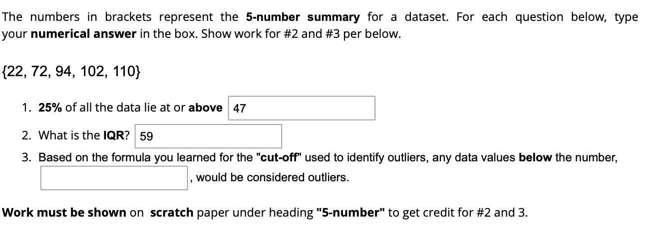 Solved The numbers in brackets represent the 5-number | Chegg.com