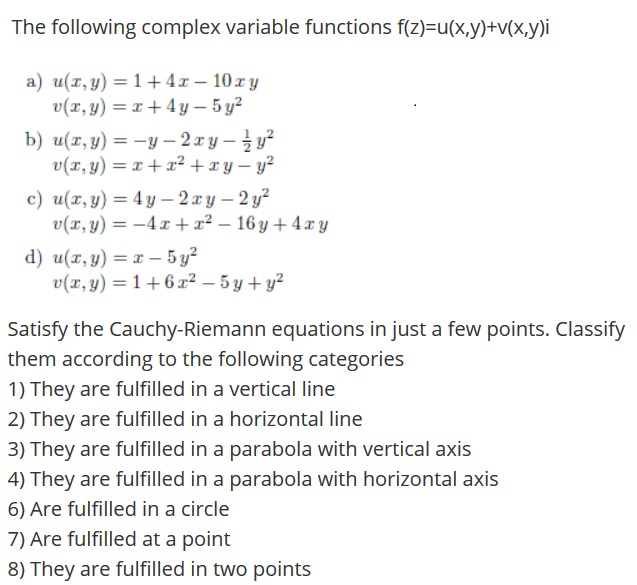 Solved The following complex variable | Chegg.com