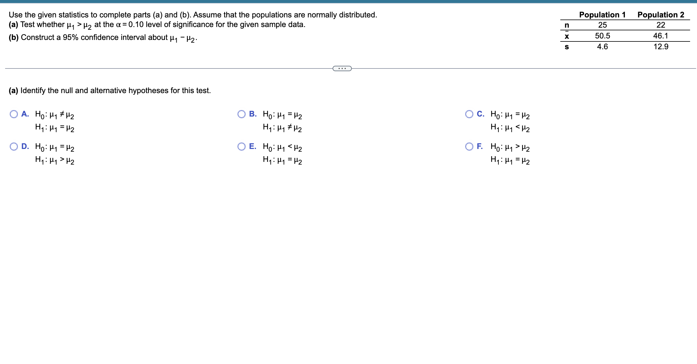 Solved Use the given statistics to complete parts (a) ﻿and | Chegg.com