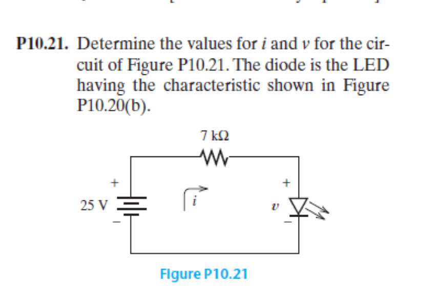P10.21. ﻿Determine the values for \( ﻿i \) ﻿and \( ﻿v | Chegg.com