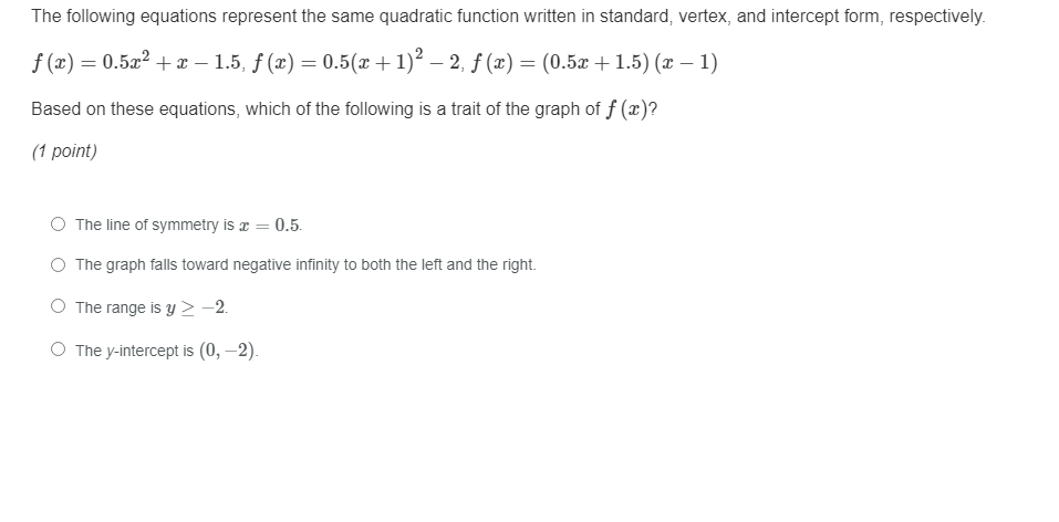Solved Chris is asked to graph the quadratic function f (x) | Chegg.com
