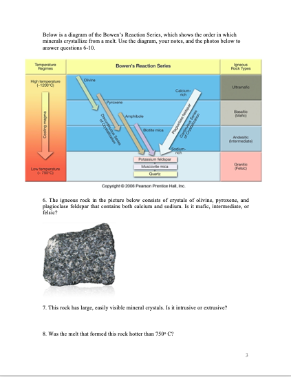 Solved Below is a diagram of the Bowen's Reaction Series, | Chegg.com