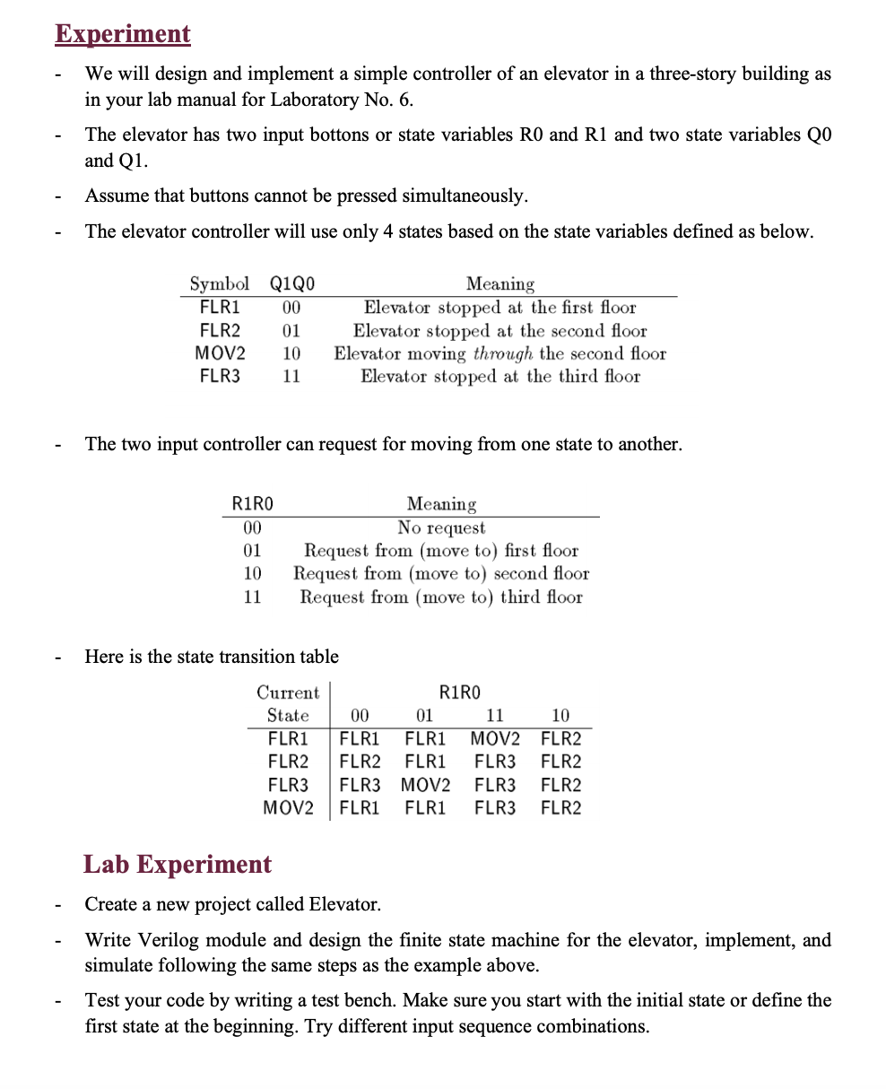 Experiment We will design and implement a simple | Chegg.com