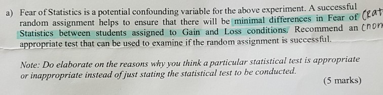 Solved Fear of Statistics is a potential confounding | Chegg.com