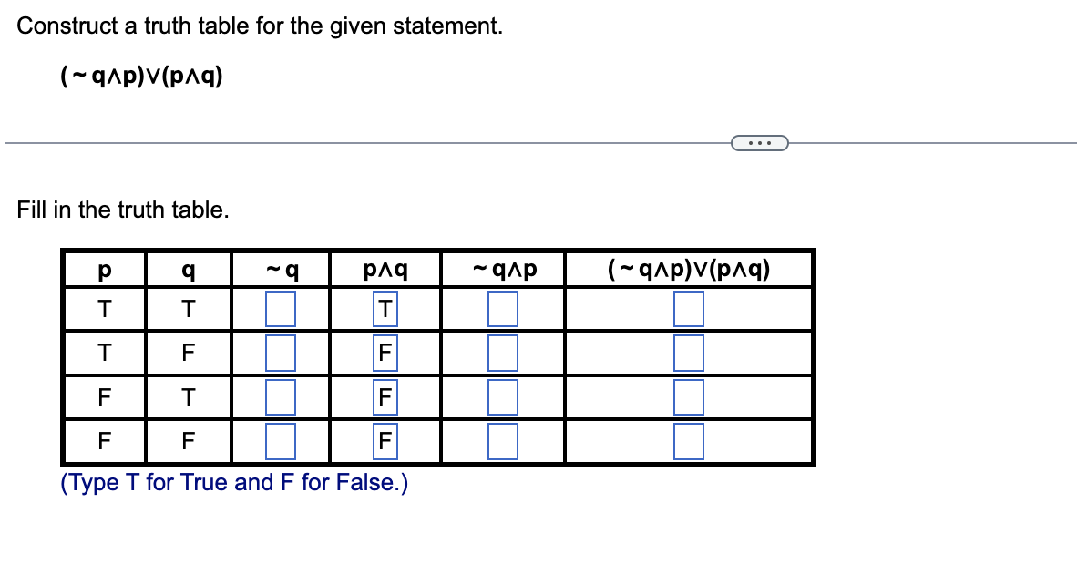 Solved Construct A Truth Table For The Given Statement