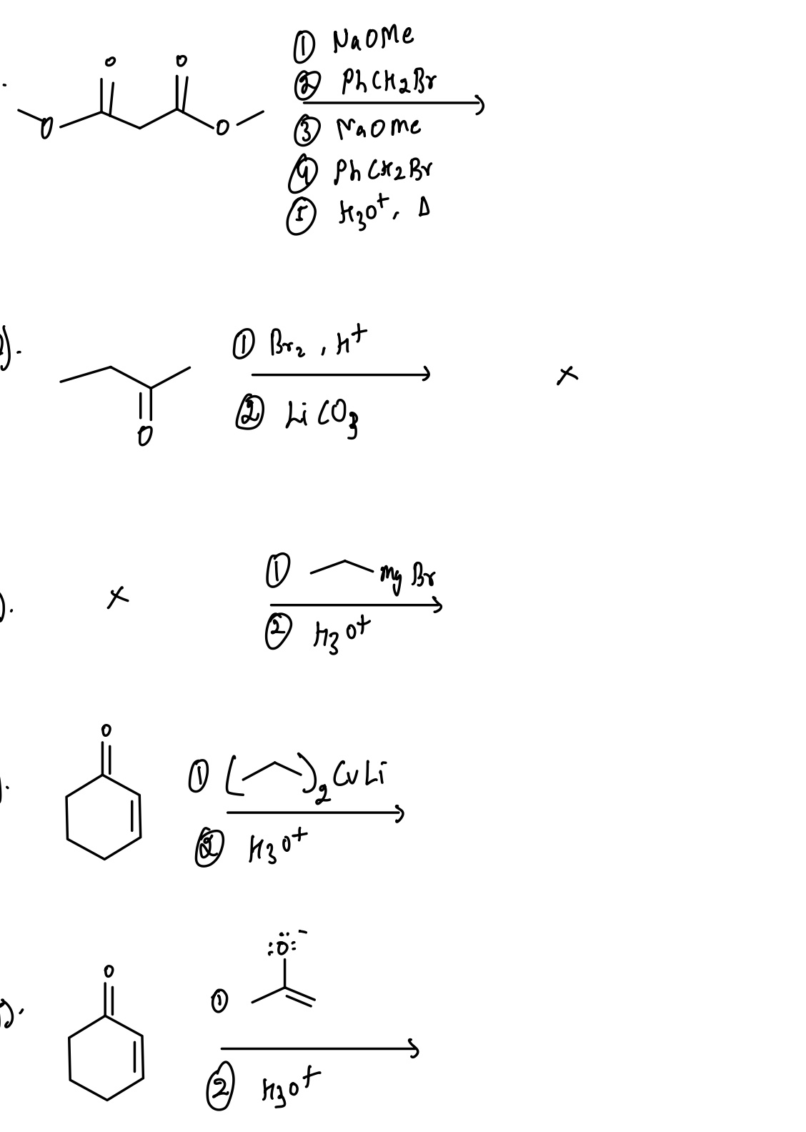 Solved (1) NaOMe (2) PhCH2Br (3) NaOMe (4) PhCHBr (1) H3O+,D | Chegg.com