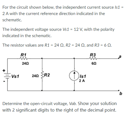 Solved For the circuit shown below, the independent current | Chegg.com