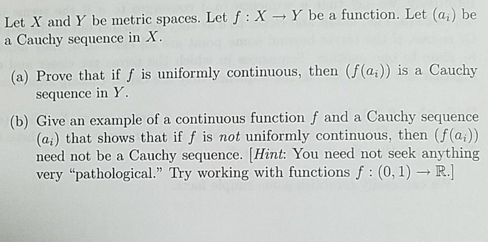 Solved metric spaces. Let f : X Y be a function. Let (ai) be | Chegg.com