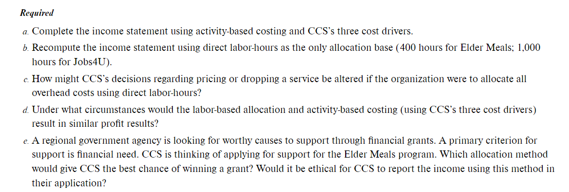 Solved Cathedral City Services (CCS) is a not-for-profit | Chegg.com