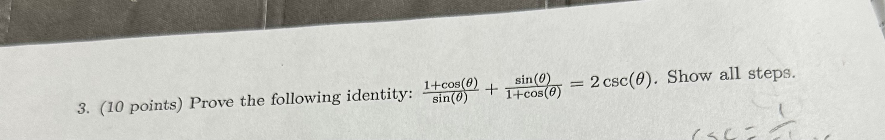 Solved 3. (10 points) Prove the following identity: | Chegg.com