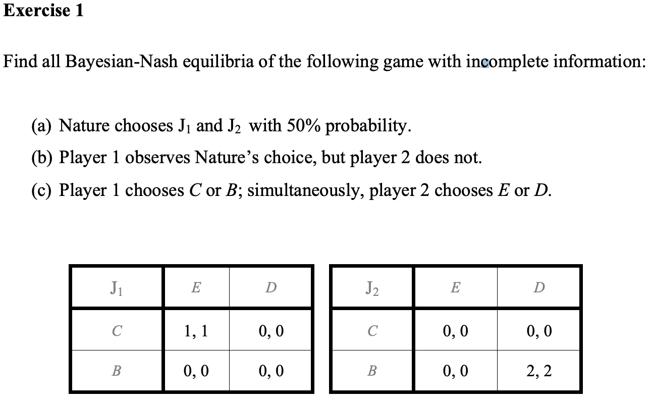 Solved Find all Bayesian-Nash equilibria of the following | Chegg.com