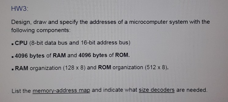 Solved HW3: Design, draw and specify the addresses of a | Chegg.com