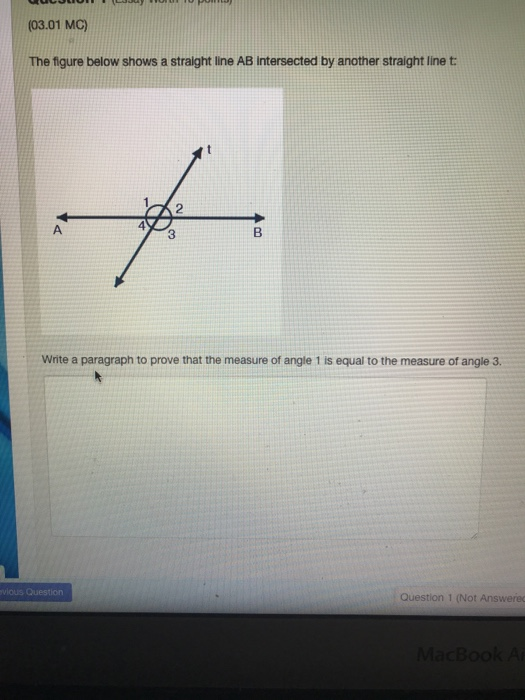 Solved (03.01 MC) The figure below shows a straight line AB | Chegg.com