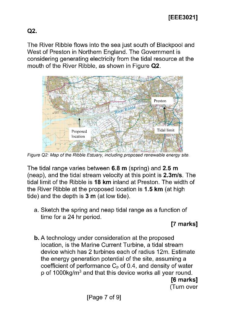 Solved [EEE3021] Q2. The River Ribble flows into the sea | Chegg.com
