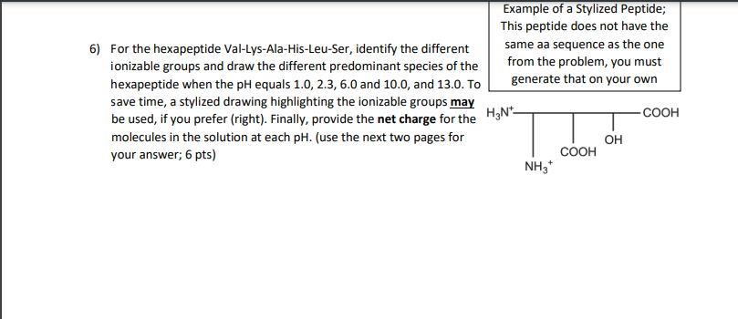Solved For the hexapeptide Val-Lys-Ala-His-Leu-Ser, identify | Chegg.com