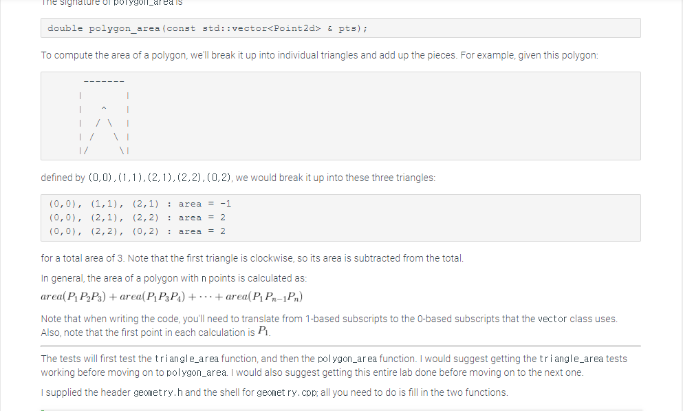 12.1 Polygon area This lab is a warm-up for the main | Chegg.com