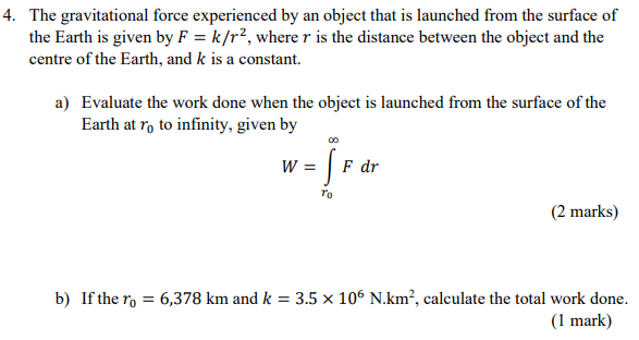 Solved 4. The gravitational force experienced by an object | Chegg.com