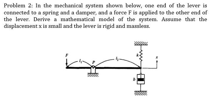 Solved Problem 2: In the mechanical system shown below, one | Chegg.com