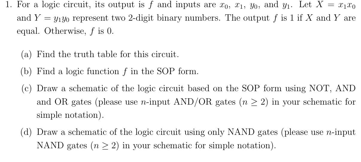 1. For a logic circuit, its output is f and inputs | Chegg.com