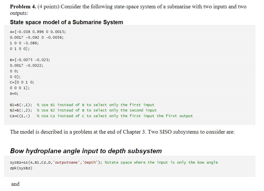 Problem 4. (4 points) Consider the following | Chegg.com