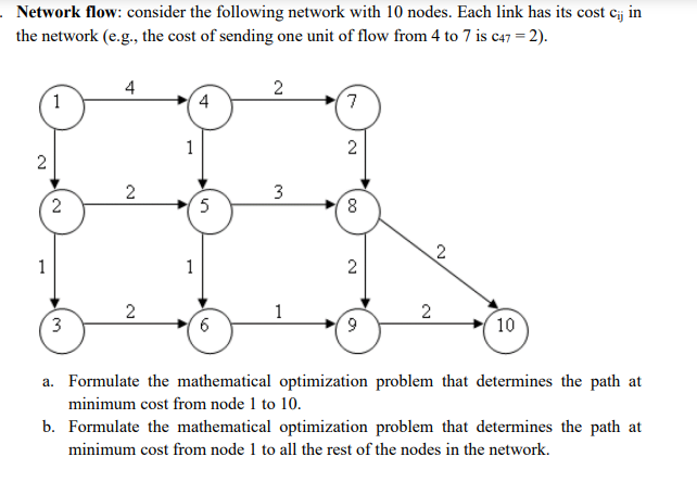 Solved Network flow: consider the following network with 10 | Chegg.com