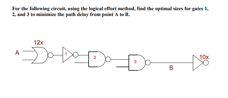 Solved For the following circuit, using the logical effort | Chegg.com
