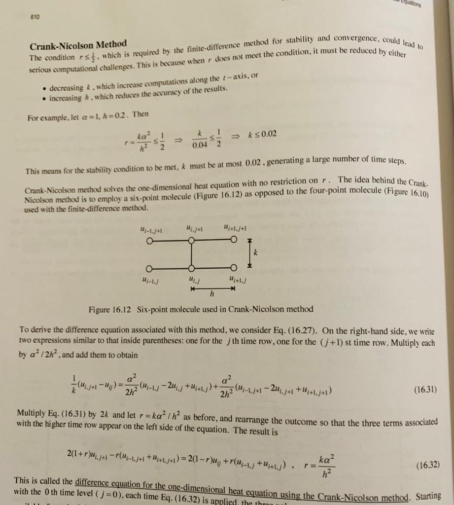 Solved Crank Nicolson Method. Example is given for reference | Chegg.com