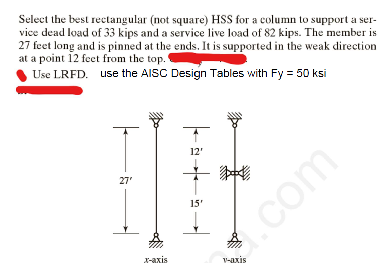 Select the best rectangular (not square) HSS for a | Chegg.com