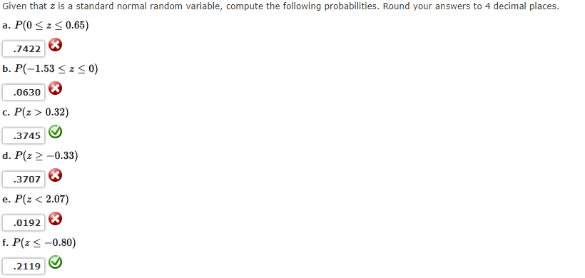 Solved Given that z is a standard normal random variable, | Chegg.com