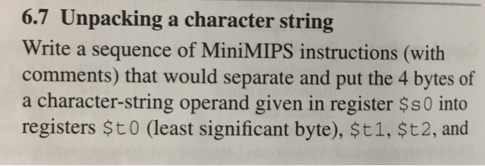 Solved 6.7 Unpacking a character string Write a sequence of | Chegg.com