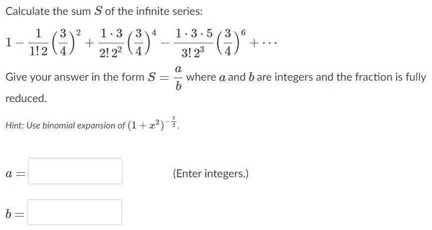 Solved Calculate the sum S of the infinite series: 1 3 2 1.3 | Chegg.com