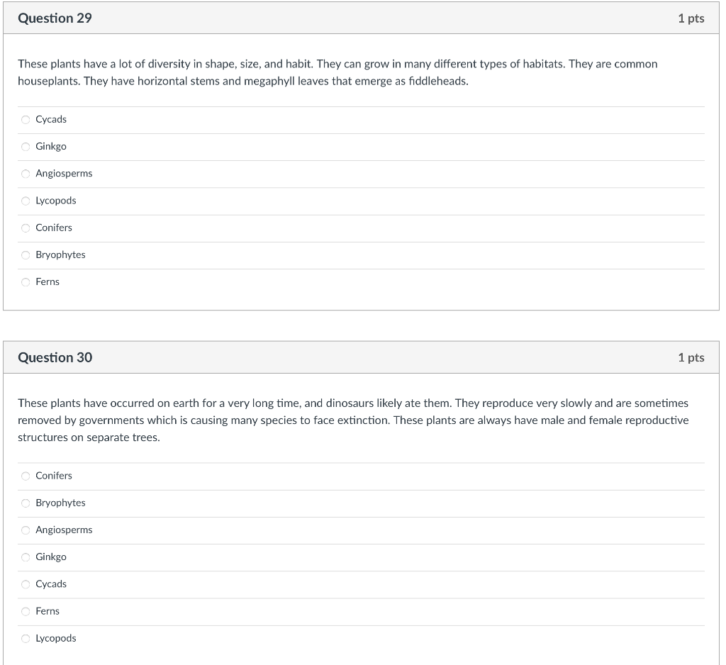 Solved Question 29 These plants have a lot of diversity in | Chegg.com