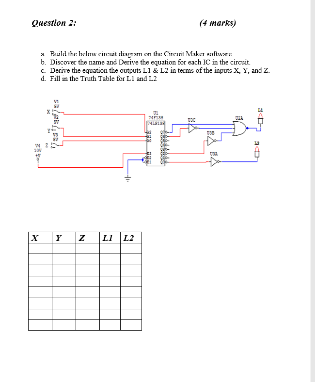 Question 2: (4 marks) a. Build the below circuit | Chegg.com