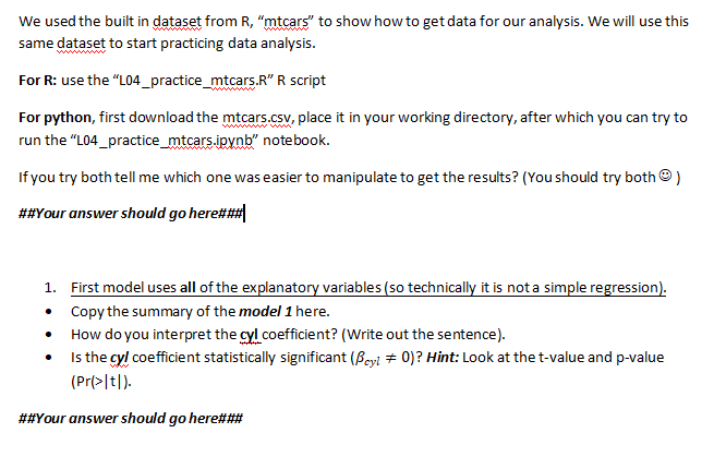 DATA SET FOR R LANGUAGE ## Read Data in R data1 = | Chegg.com