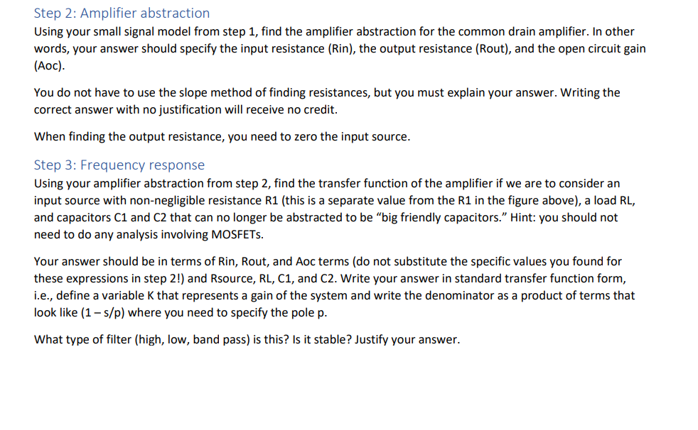 Question 2 Common Drain Amplifier In Class We
