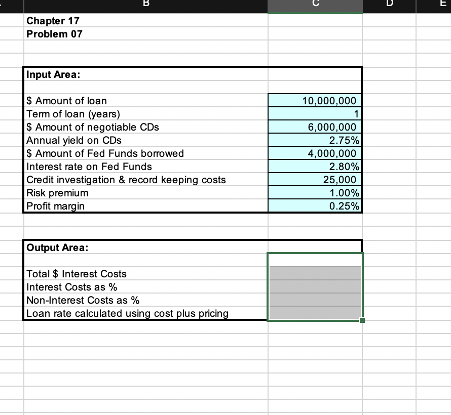 Solved Chapter 17 Problem 07 Input Area: $ Amount of loan | Chegg.com