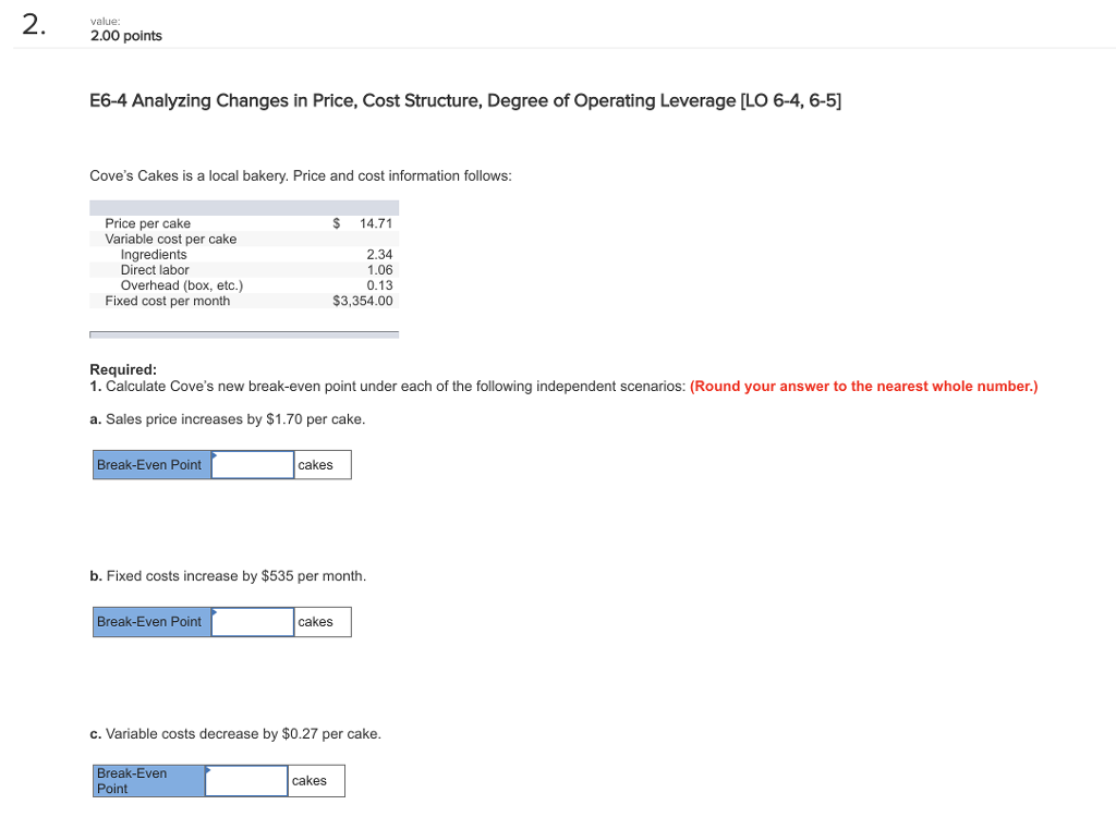 Solved 2 value: 2.00 points E6-4 Analyzing Changes in Price, | Chegg.com Solved 2 value: 2.00 points E6-4 Analyzing Changes in Price, | Chegg.com